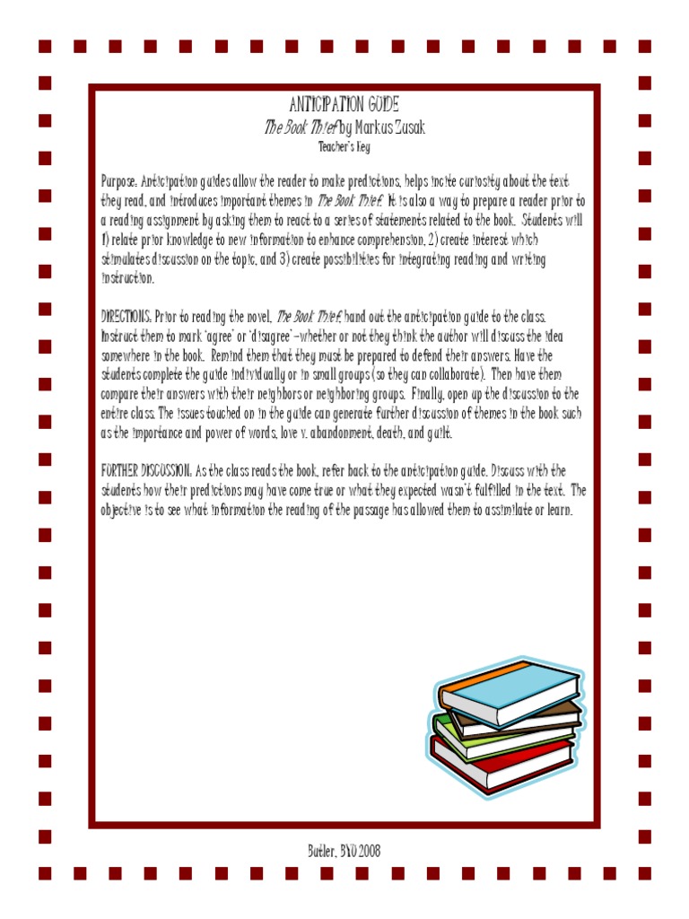 Anticipation Guide Book Thief | PDF | Reading (Process) | Reading ...