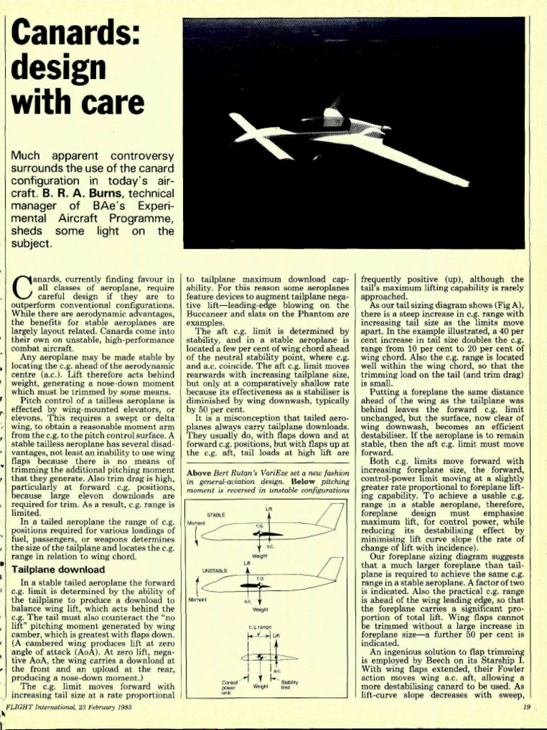 Canards - Design With Care | PDF | Flap (Aeronautics) | Airplane