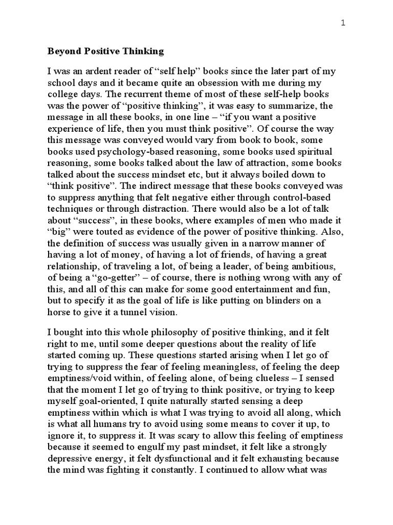 Beyond Positive Thinking | PDF | Meaning Of Life | Optimism