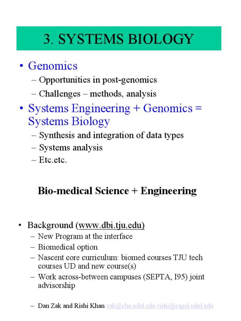 Systems Biology: - Genomics | PDF | Systems Biology | Genomics