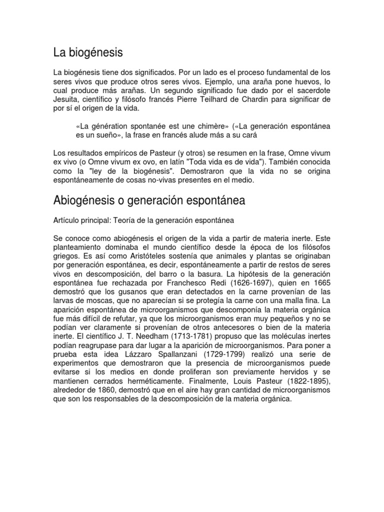 La Biogénesis | PDF | Filosofía