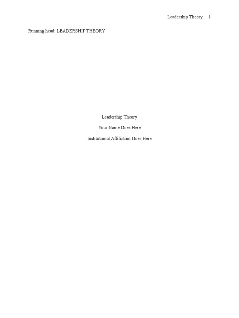 Leadership Theory | PDF | Transformational Leadership | Leadership