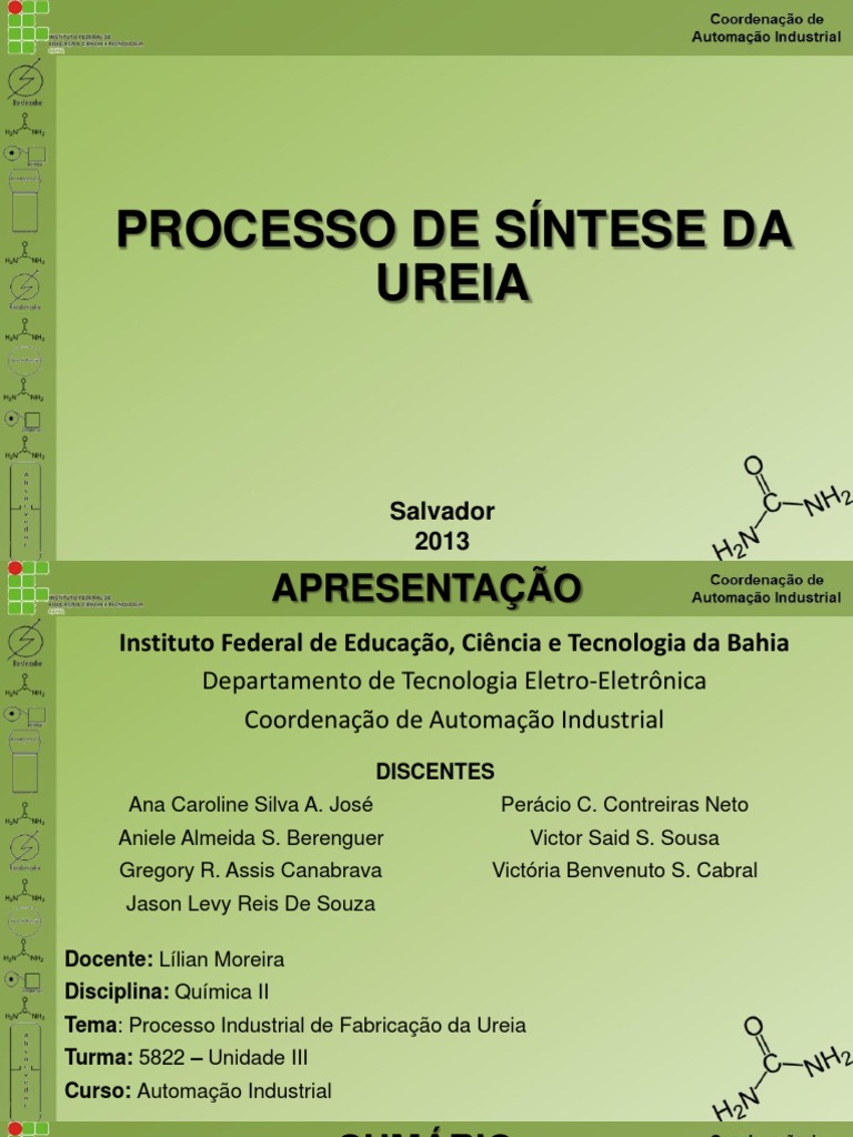 Síntese Industrial da Ureia: Processo e Propriedades | PDF | Amônia ...