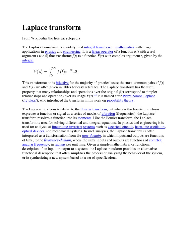 Laplace Transform: Time-Domain Frequency-Domain | PDF Laplace Transform: Time-Domain Frequency-Domain | PDF