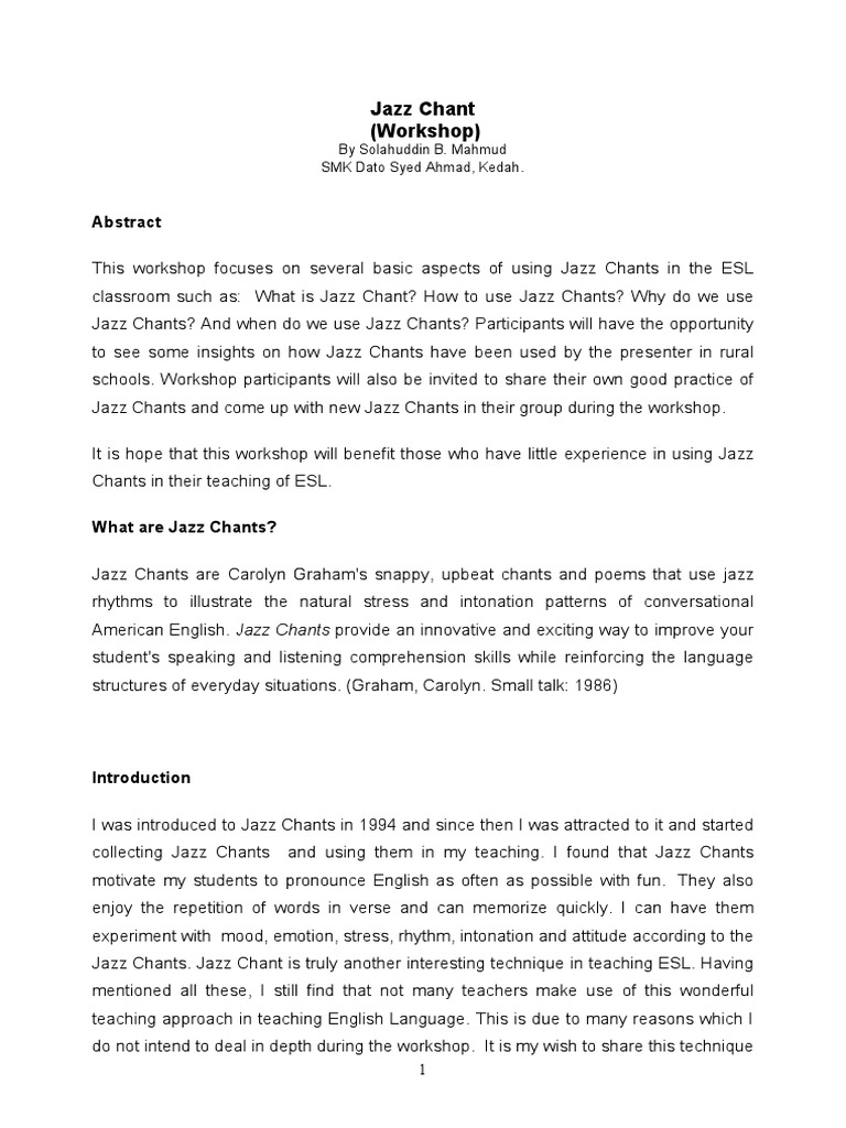 Jazz Chants English Esl Worksheets For Distance Learning