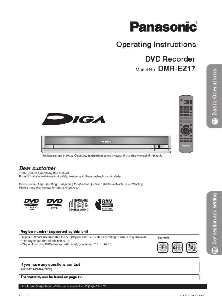 Operating Instructions DVD Recorder Model No. DMR-EZ17 | PDF | Menu ...