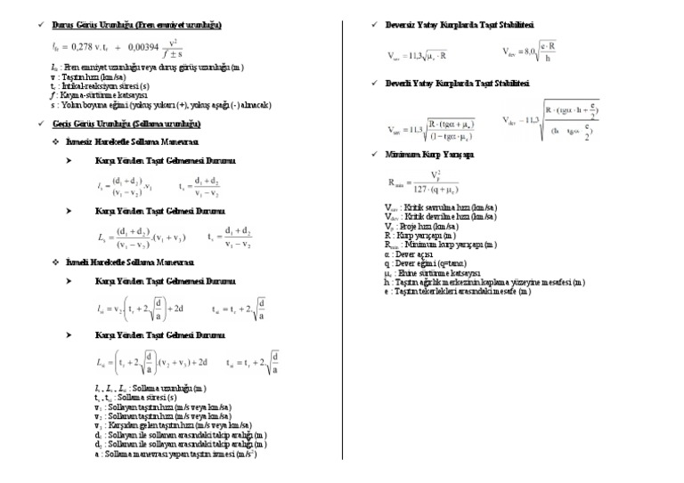 Karayolu Formuller | PDF