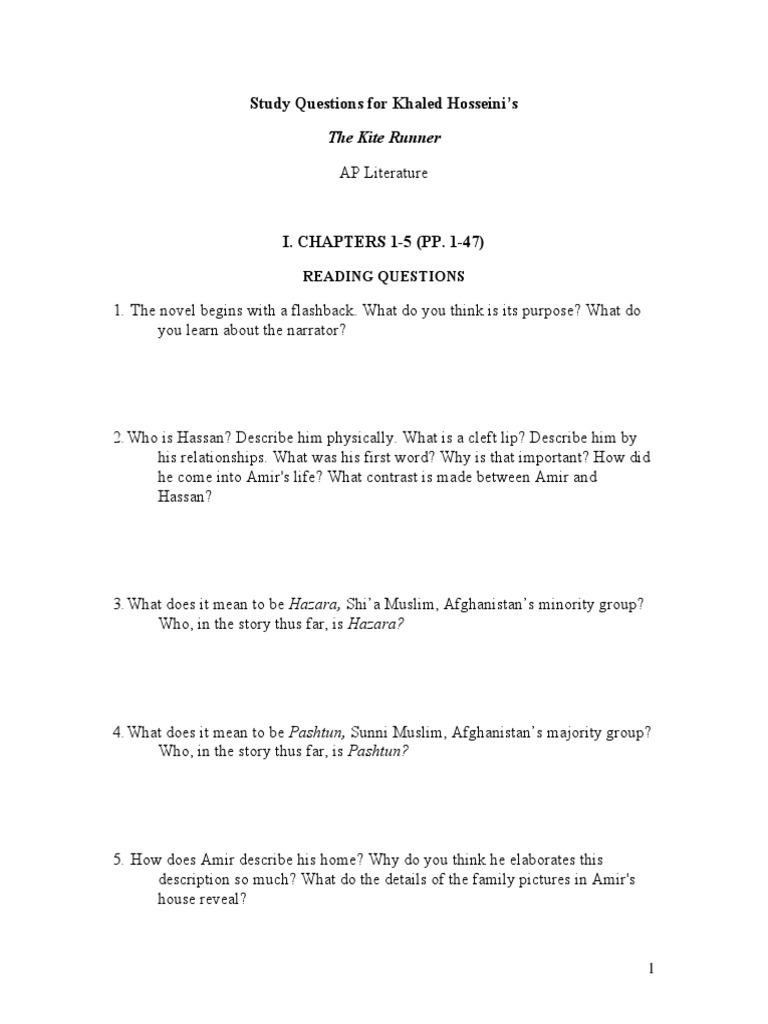 Kite Runner Reading Guide | PDF | Afghanistan | Violence