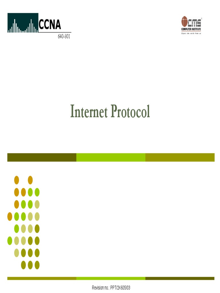 Internet Protocol: Revision No.: PPT/2K605/03 | PDF | Internet Protocol Suite | Internet Protocols