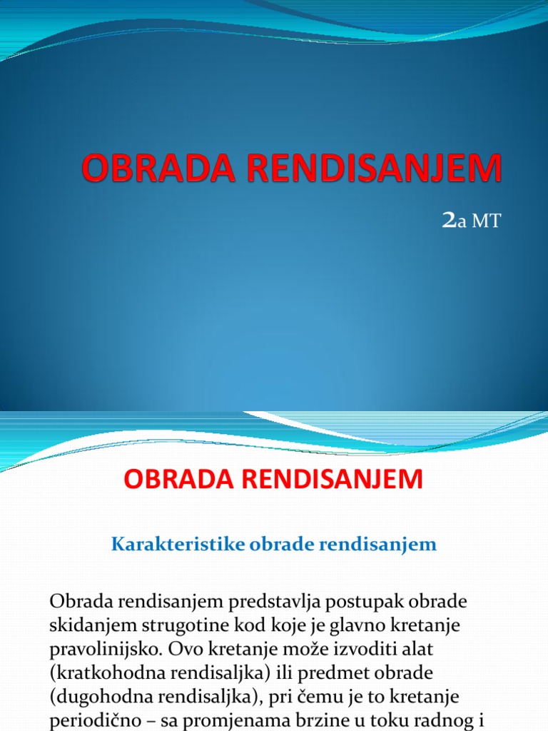 Obrada Rendisanjem | PDF