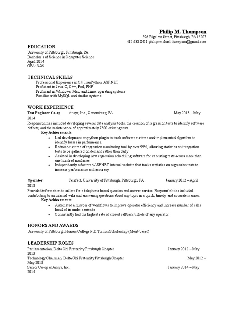 Philip M Thompson Resume | PDF