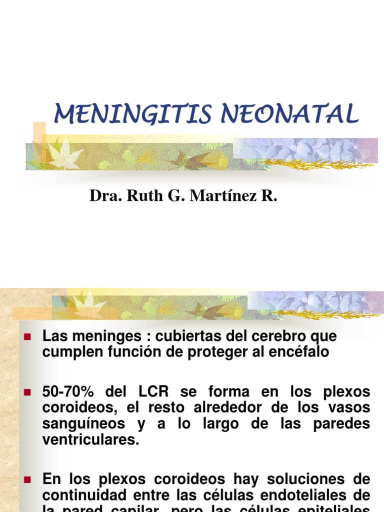 MENINGITIS NEONATAL presentacion gaby.ppt | Fluido cerebroespinal ...