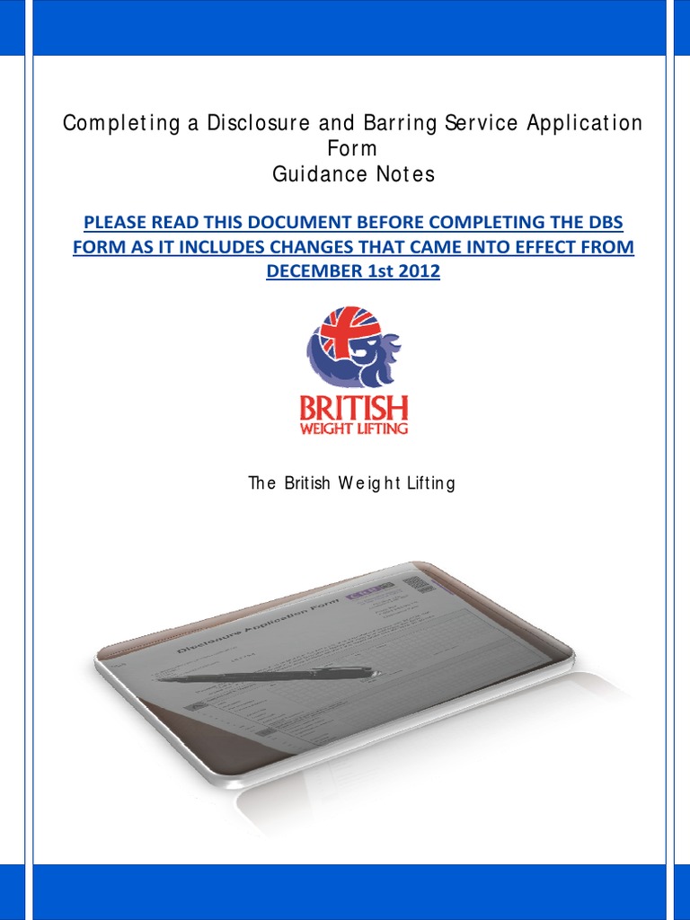 Completing A Disclosure and Barring Service Application Form Guidance ...