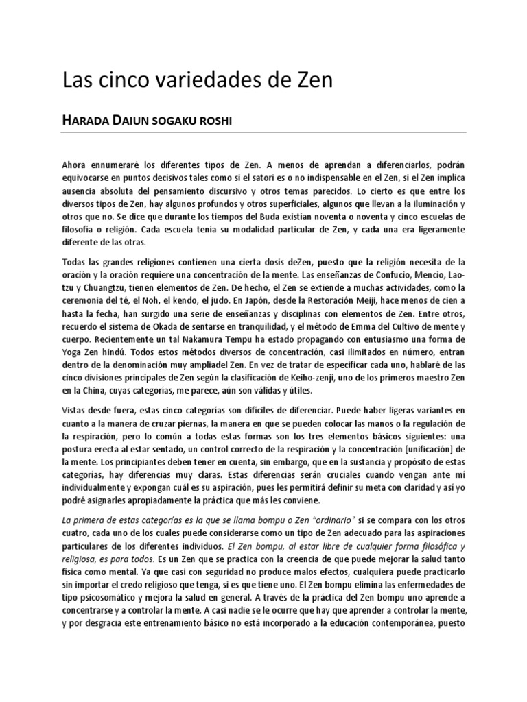 Tipos de Zen y su Propósito | PDF | zen | Mente