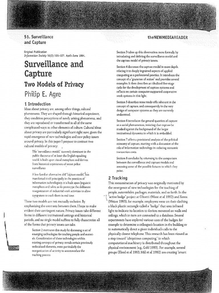 Philip Agre Surveillance and Capture | PDF | Representation (Arts ...