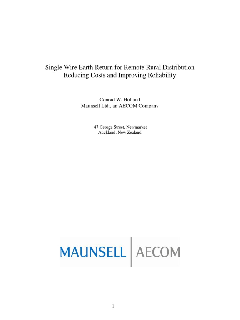 Single Wire Earth Return System For Remote Rural Distribution ...