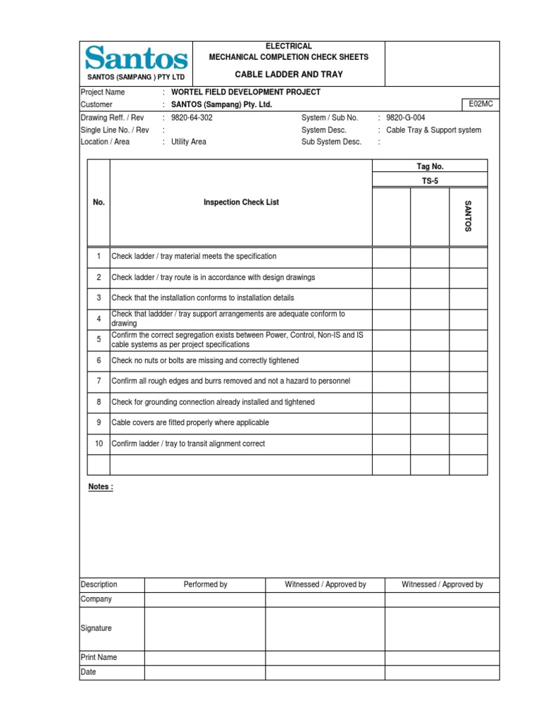 Check List Ladder & Tray | Cable | Industries | Free 30-day Trial | Scribd