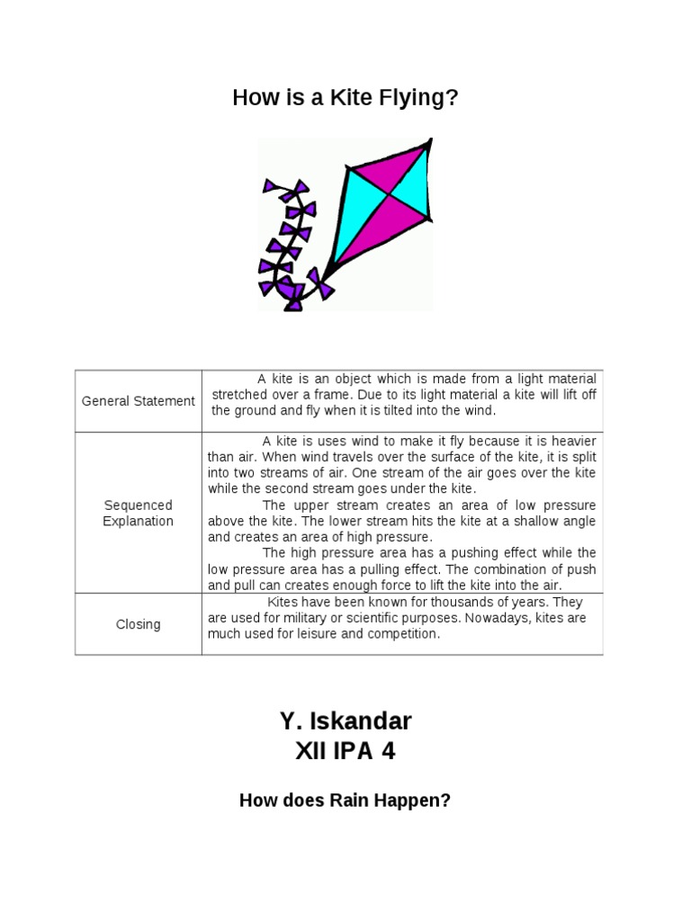 How Is A Kite Flying?: Y. Iskandar Xii Ipa 4 | PDF