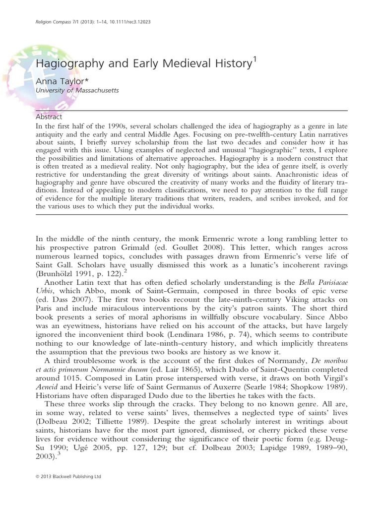 Early Medieval Hagiography Debate | PDF | Religion And Belief | Poetry