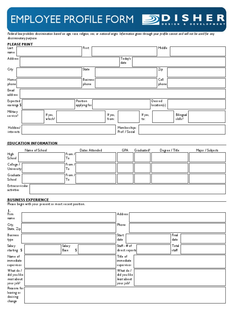 Employee Profile Form | PDF | Prison | Employment