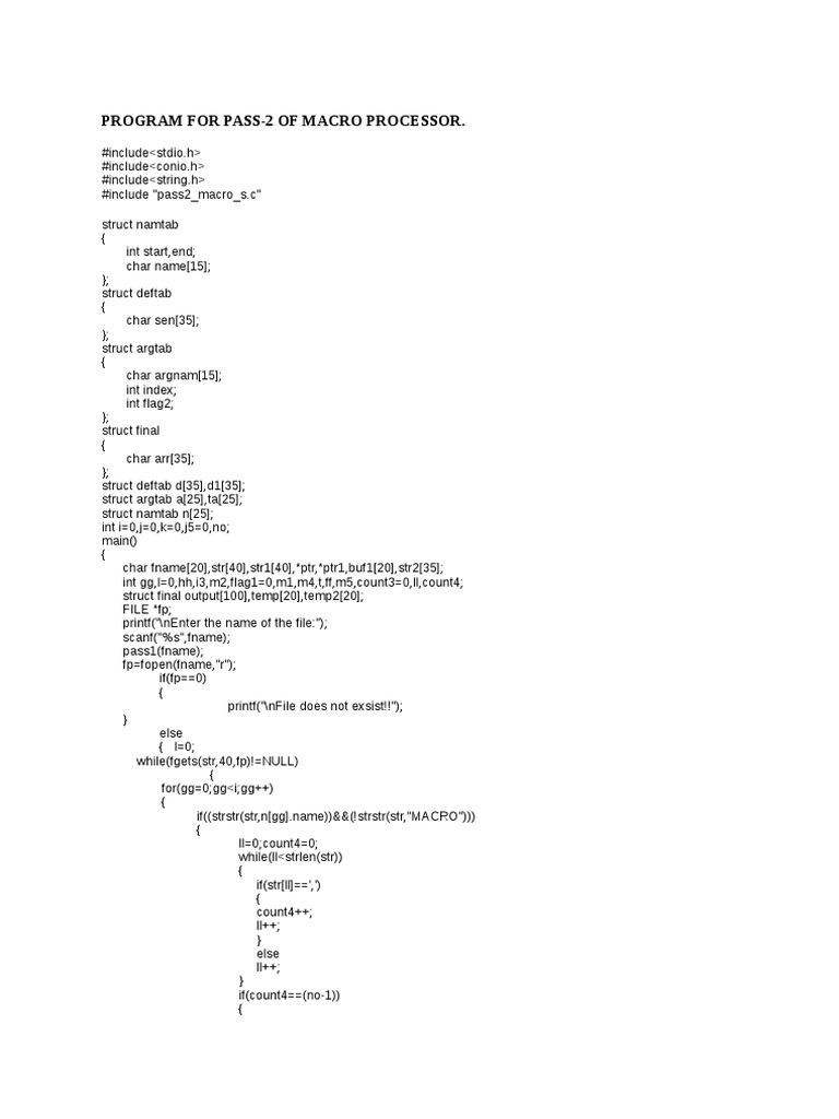 Pass 2 of Macro Processor | PDF | Computers