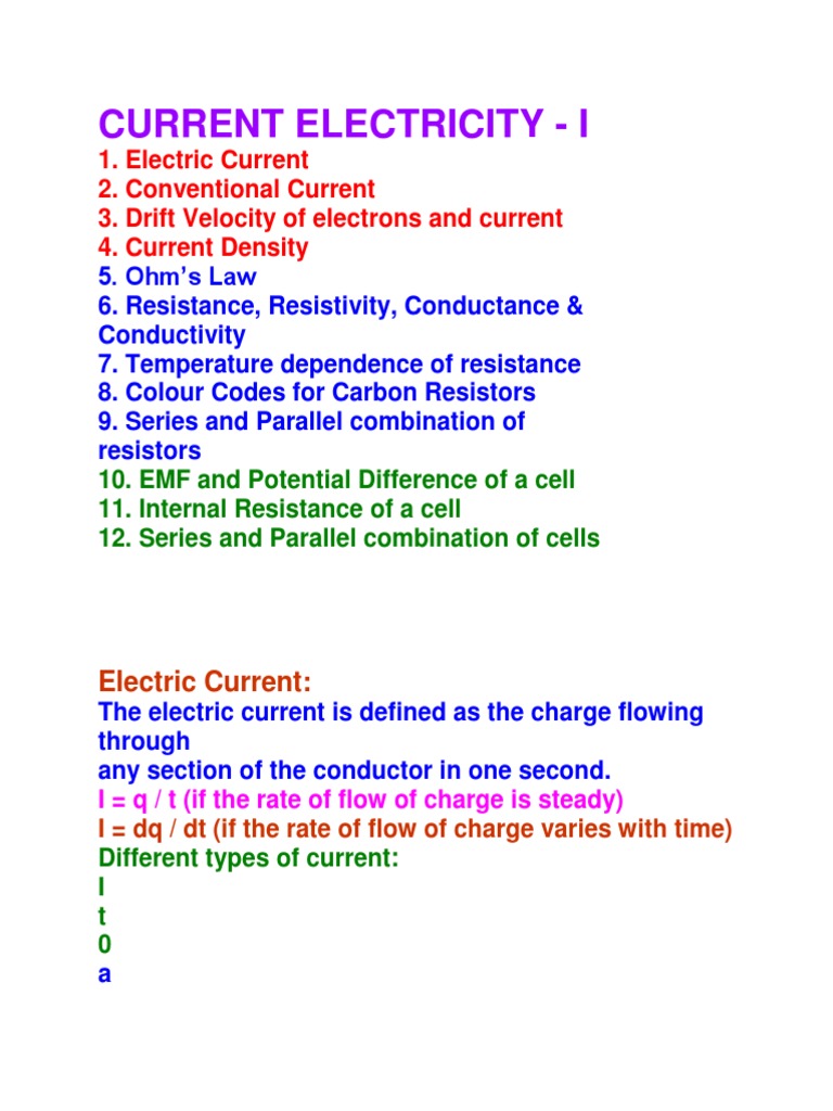 Current Electricity | PDF
