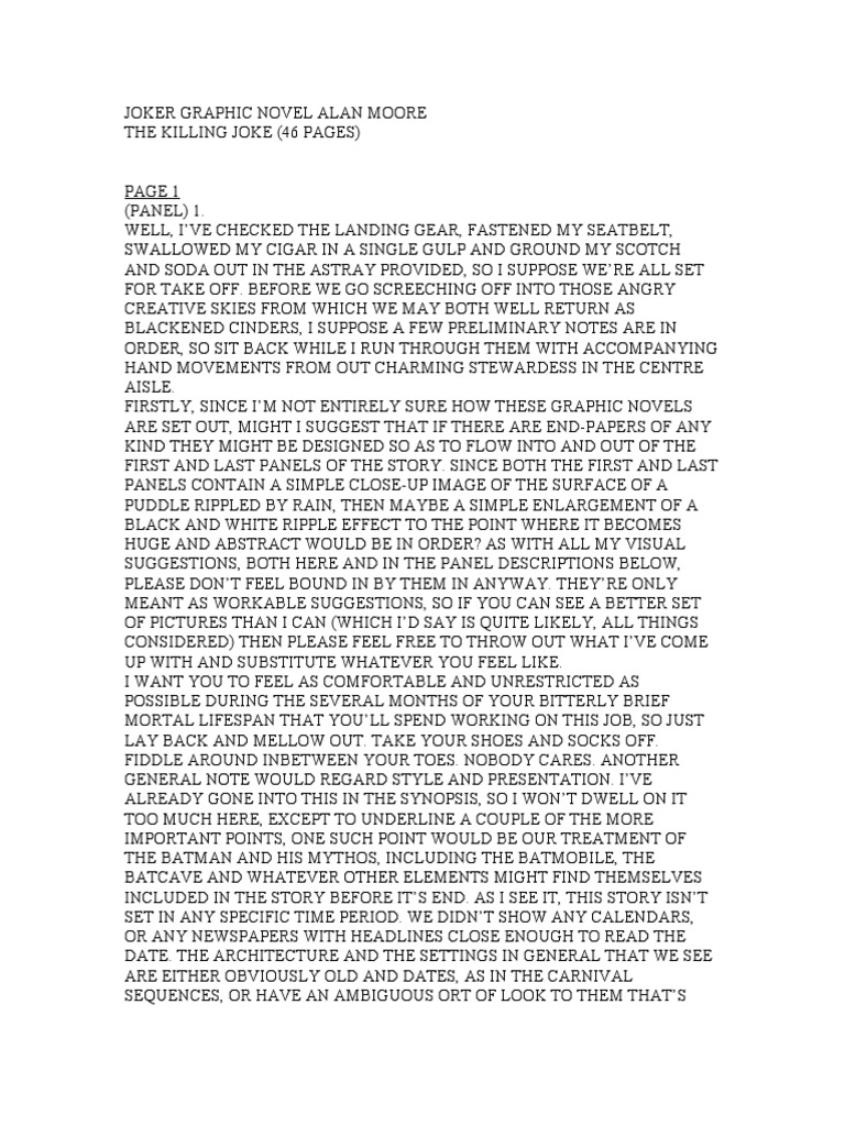 Alan Moore's The Killing Joke Script | PDF | Batman | Door