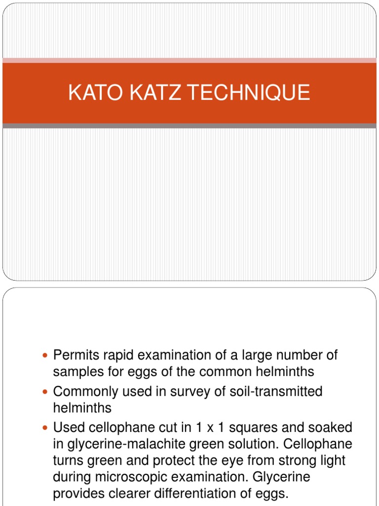 The Kato Katz Technique: A Simple yet Effective Method for Detecting ...