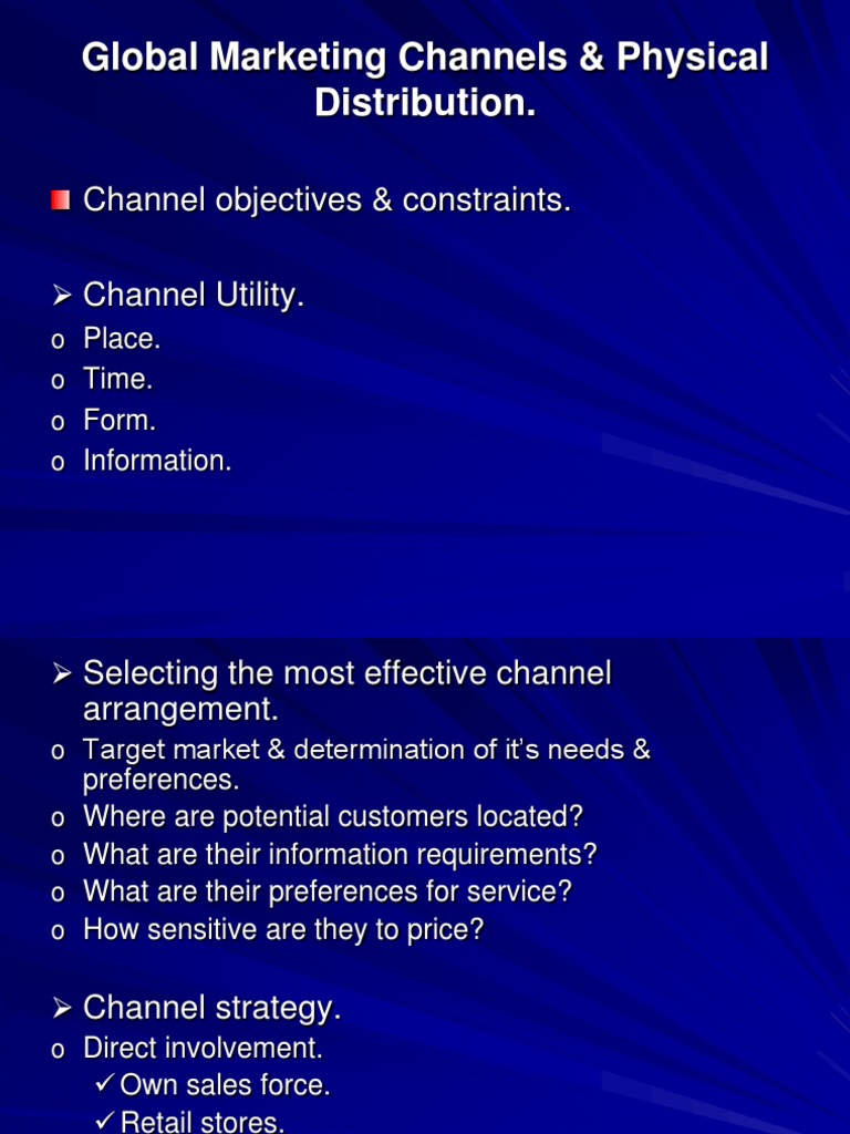 Global Marketing Channels Overview | PDF | Distribution (Business ...