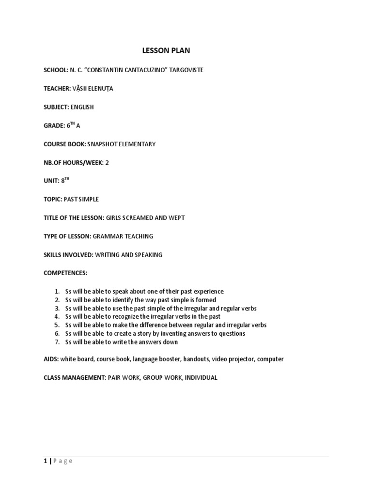 Lesson Plan 6A | PDF | Question | Lesson Plan