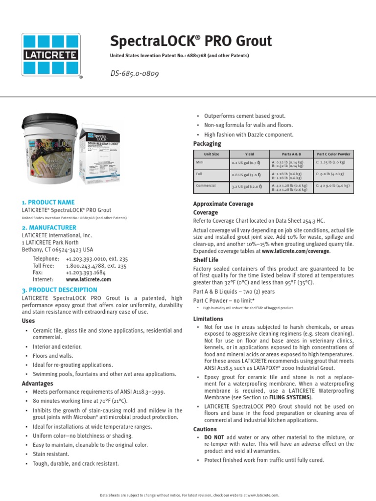 SpectraLOCK PRO Grout.pdf | Tile | Sand
