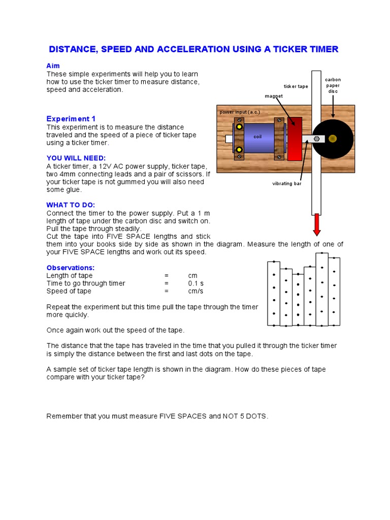 Ticker Timer Introduction | PDF | Electrical Engineering | Force