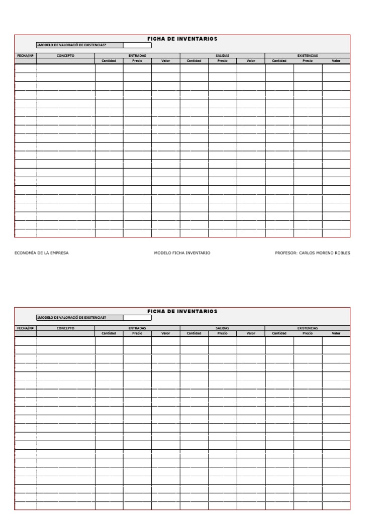 Modelo Ficha de Inventario | PDF