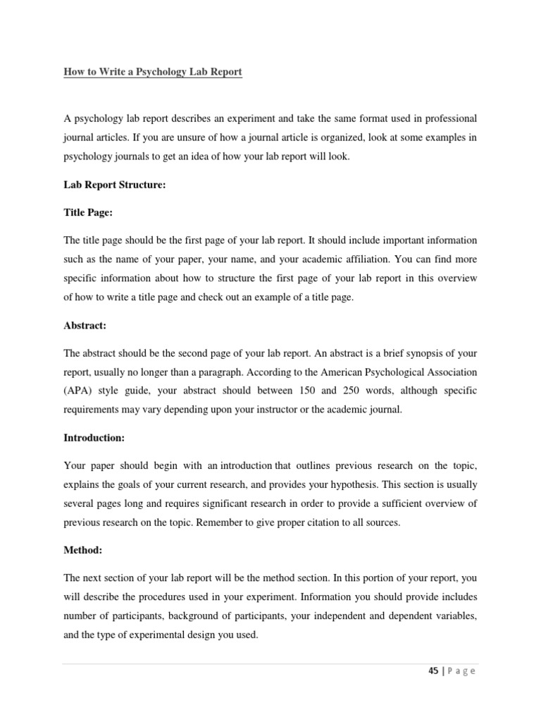 Writing a Psychology Lab Report Guide | PDF | Abstract (Summary ...