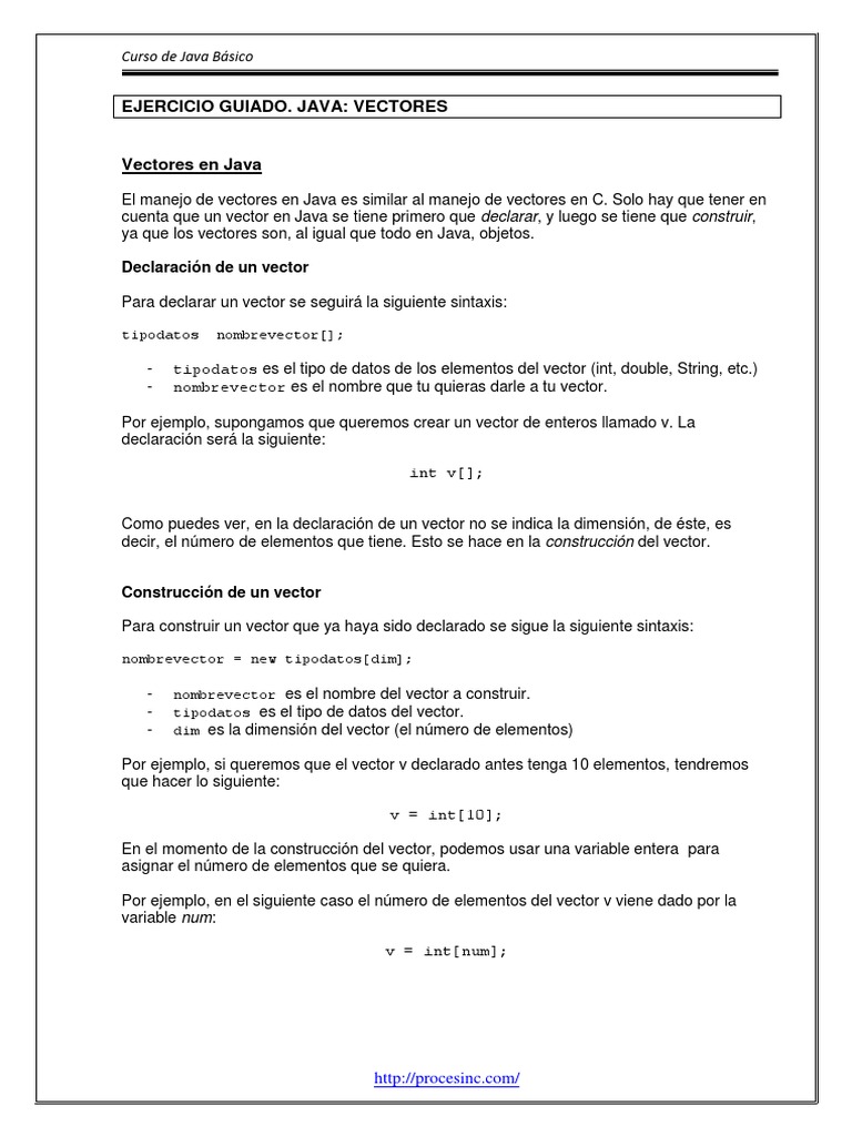 25 Guiados Vectores | PDF | Estructura de datos de matriz | Java ...