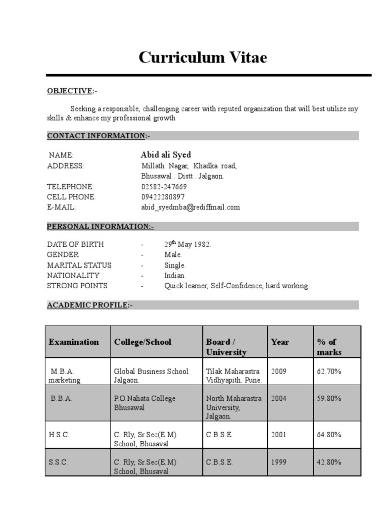 Abid Resume | PDF | Master Of Business Administration | Behavior ...