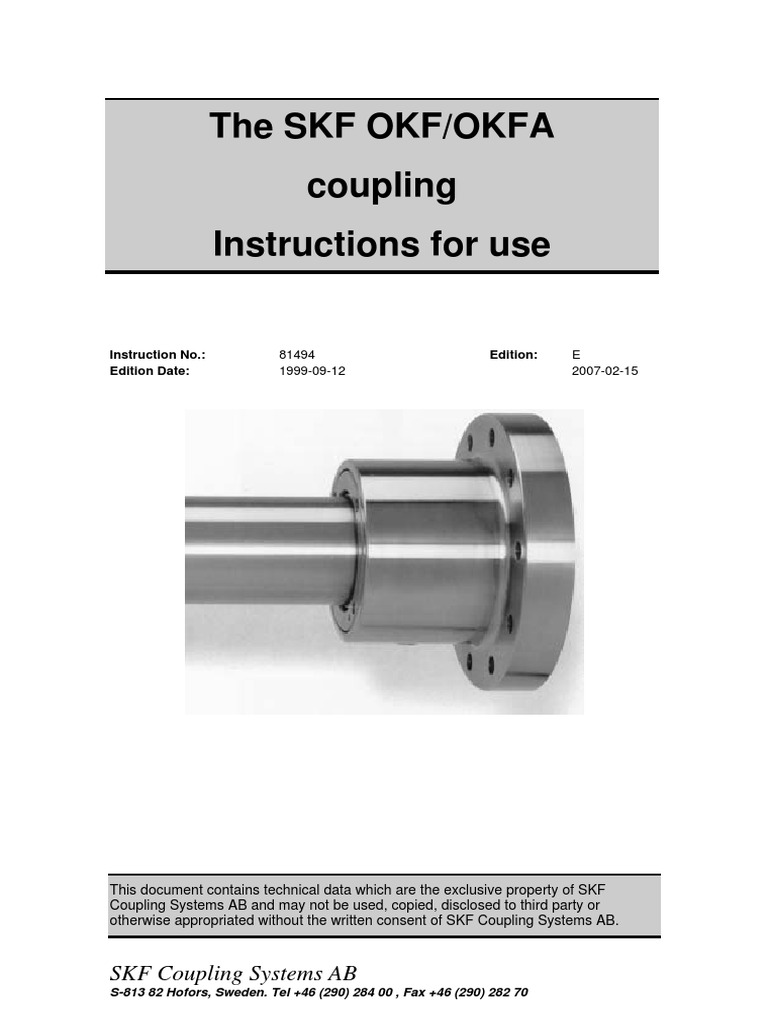 SKF coupling installation and removal instructions | PDF