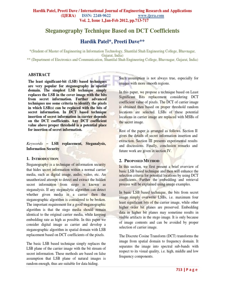 DCT-Based Steganography Method | PDF