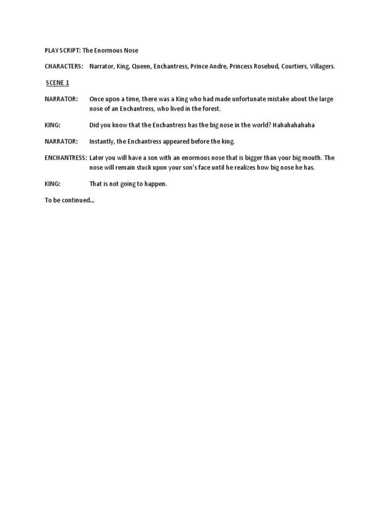 The Enormous Nose Script | PDF | Classics