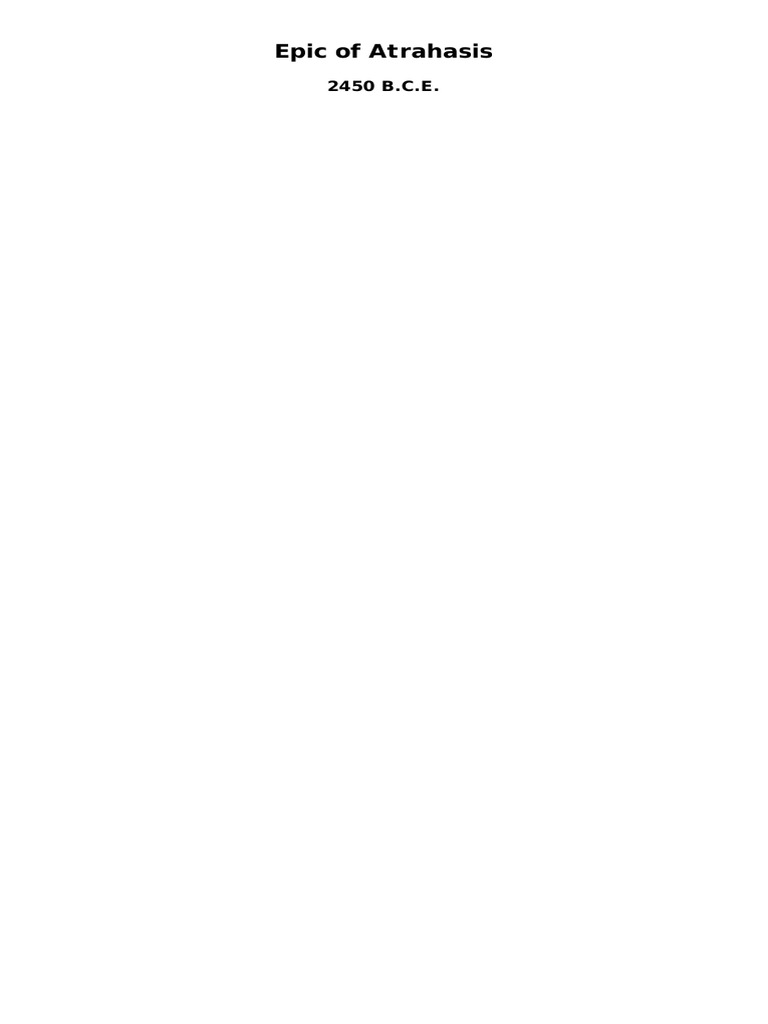 Epic of Atrahasis | PDF | Ancient Near East Mythology | Mesopotamian ...