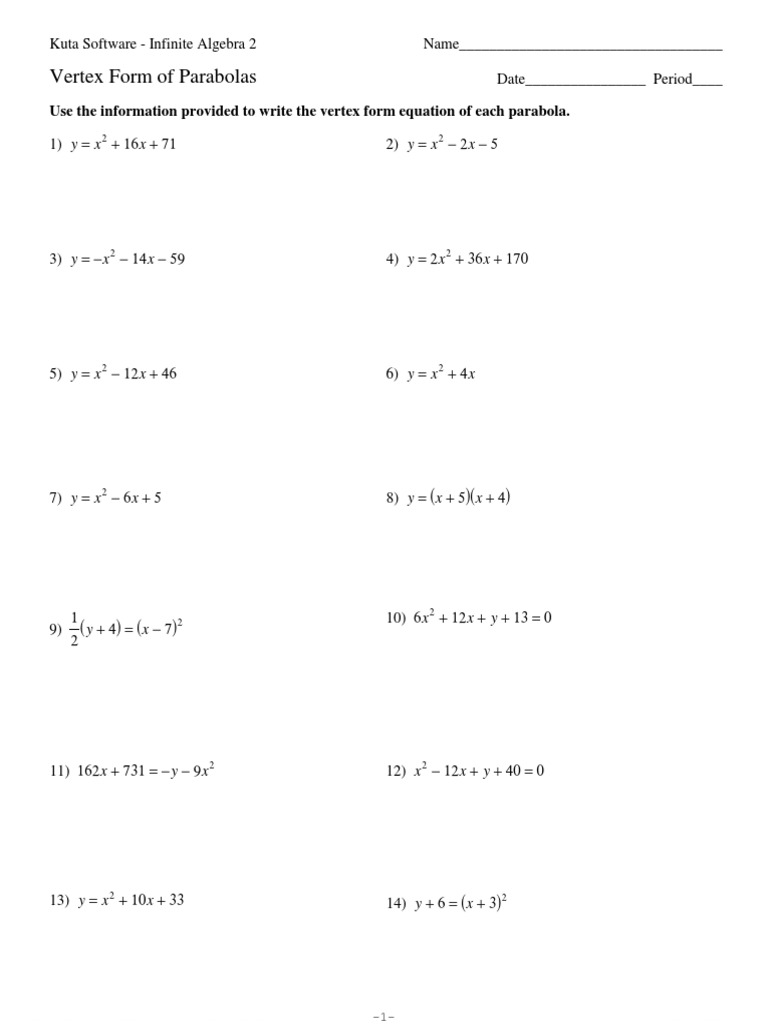 Vertex Form of Parabolas | PDF | Vertex (Graph Theory) | Theoretical ...