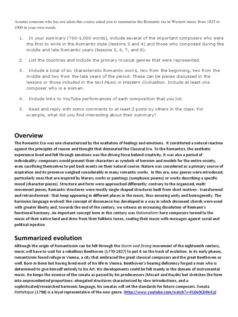 Summary of Romantic Music | PDF | Symphony | Romanticism
