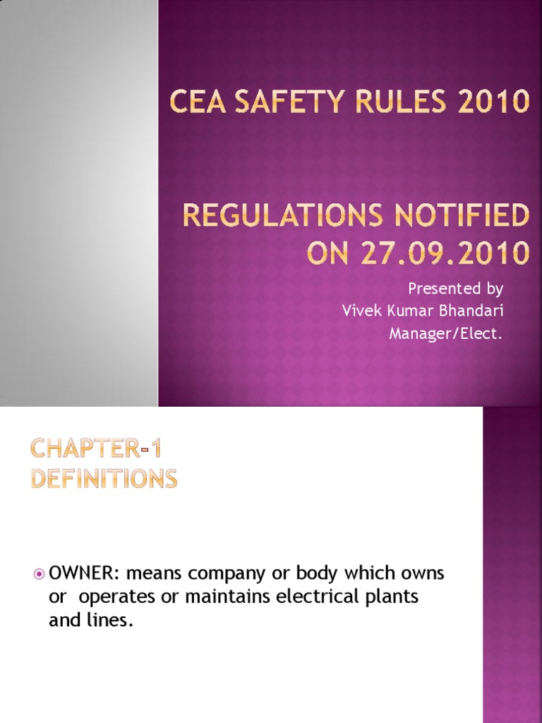 CEA Safety Rules 2010 | PDF | Electrical Substation | Cable