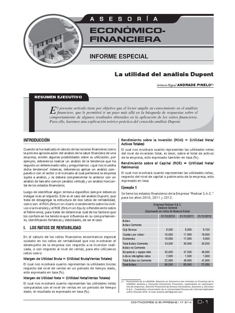 Analisis Dupont | PDF | Rentabilidad sobre recursos propios | Apalancamiento (Finanzas)
