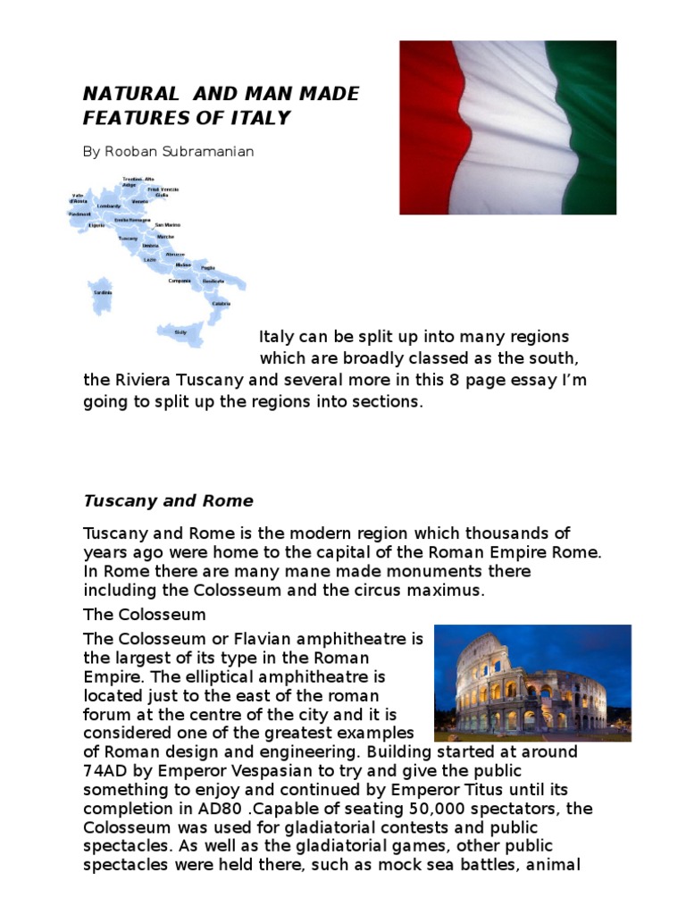 Natural and Man Made Features of Italy | PDF | Turin | Mount Vesuvius