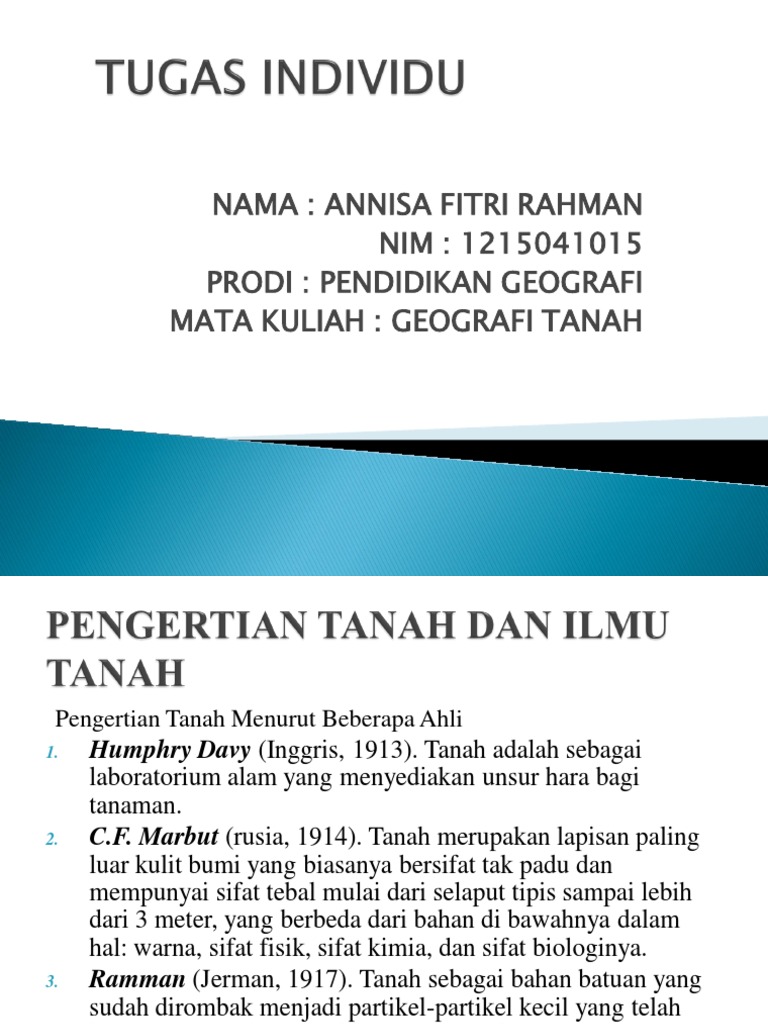 Pengertian Tanah Dan Ilmu Tanah | PDF | Sains & Matematika
