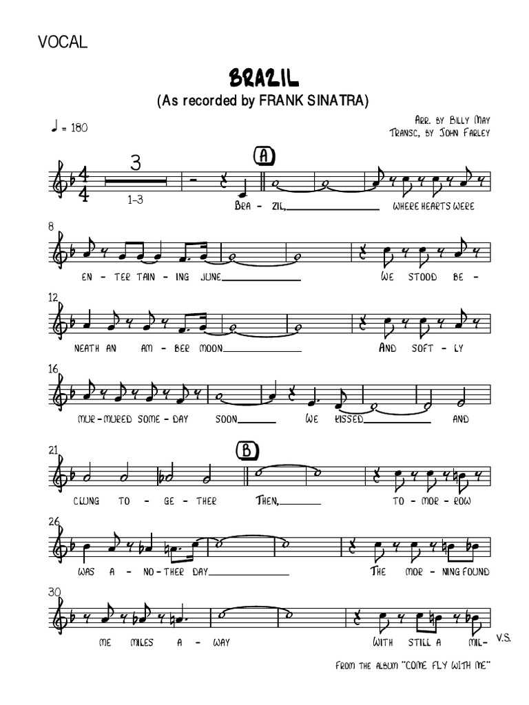 Brazil - FULL Big Band (Vocal) Billy May - Farley - Frank Sinatra | PDF ...