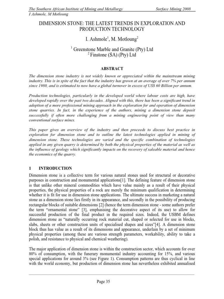 Dimension Stone: The Latest Trends in Exploration and Production ...