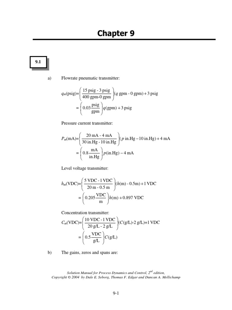 Process Dynamics And Control Ch 9 Solution Manual Pdf Thermometer