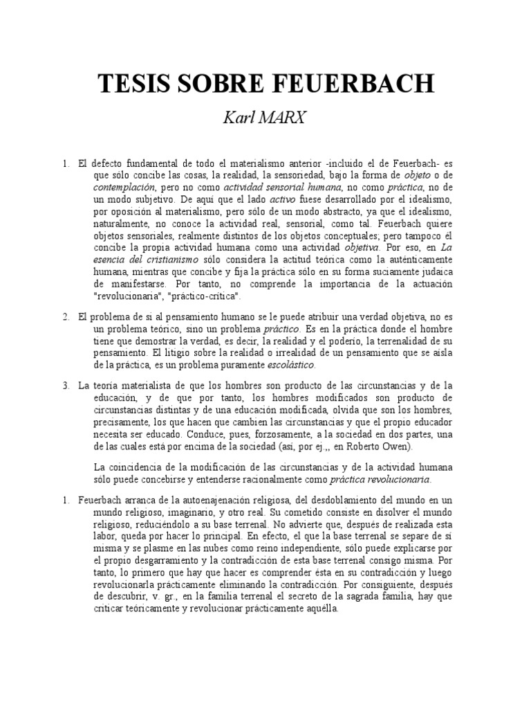 Crítica de Feuerbach por Marx | PDF